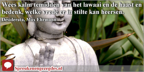 Wees kalm temidden van het lawaai en de haast en bedenk, welke vrede er ... Wees kalm temidden van het lawaai en de haast en bedenk, welke vrede er ...